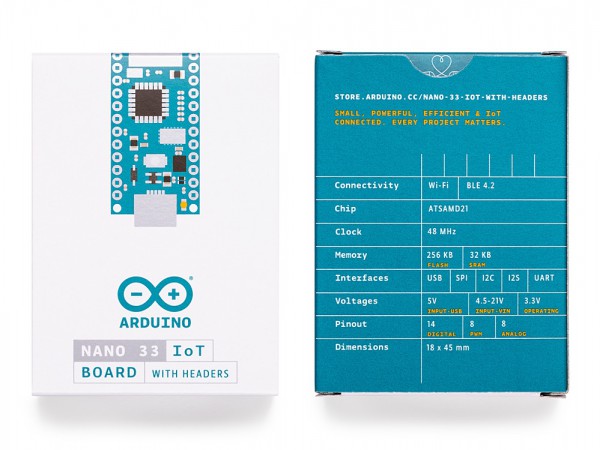 Arduino® ABX00032 Nano 33 IoT con cabezales | Arduino | Placas | Microcontroladores | Maker ...